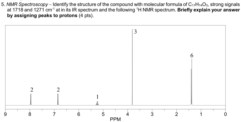 SOLVED: 5. NMR Spectroscopy Identify the structure of the compound with molecular formula of C ...