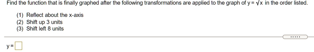 SOLVED: Find the function that is finally graphed after the following transformations are ...