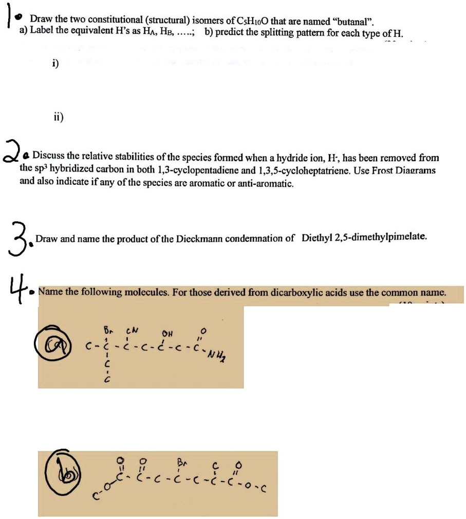 SOLVED: 1. Draw the two constitutional (structural) isomers of C6H10O that are named "butanal ...