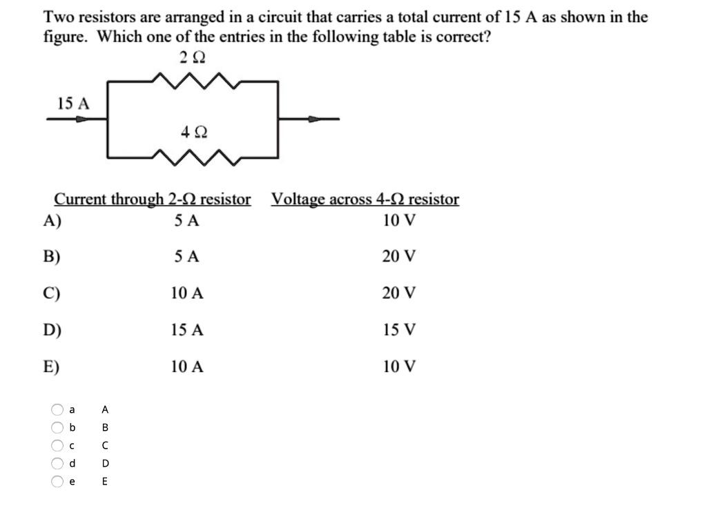 Two resistors are arranged in a circuit that carries a total current of ...
