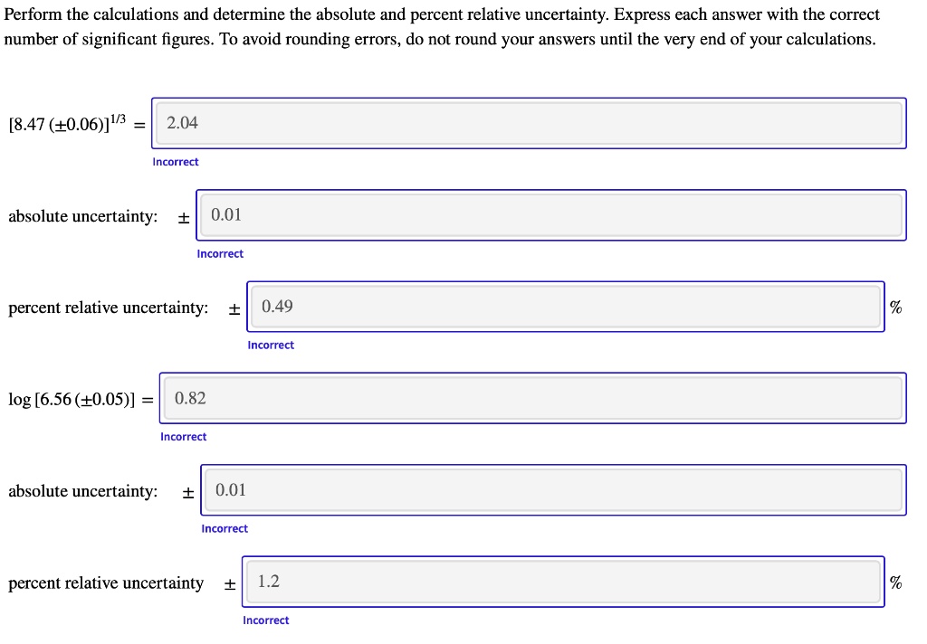 SOLVED: Perform the calculations and determine the absolute and percent ... SOLVED: Perform the calculations and determine the absolute and percent ...