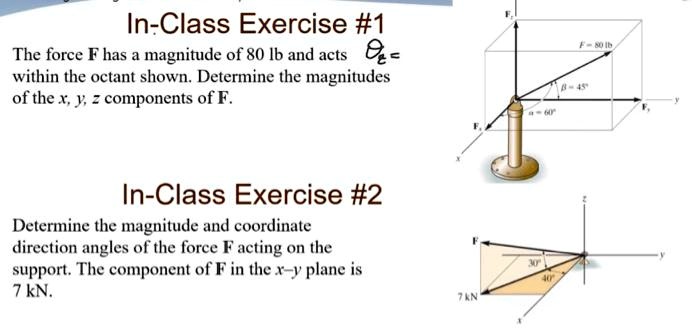 SOLVED: In-Class Exercise #1 The force F has a magnitude of 80 lb and ...