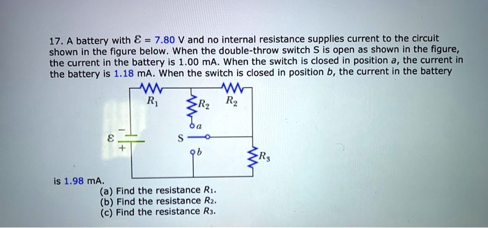 SOLVED:17.A battery with 8 = 7.80 V and no internal resistance supplies ...