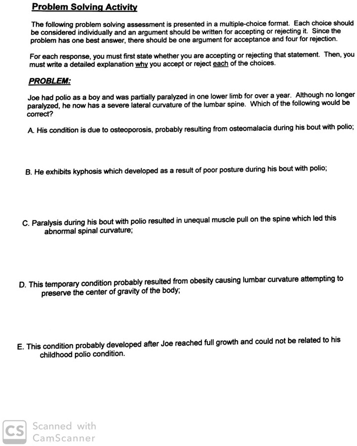 problem solving activity the following problem solving assessment is presented in a multiple ...