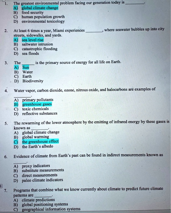 SOLVED: The grcatest cnvironmental problem facing our generation today ...