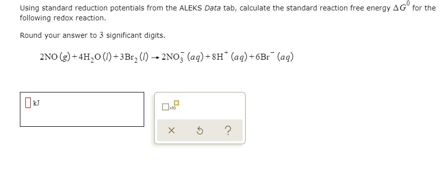 using standard reduction potentials from the aleks data tab calculate ...
