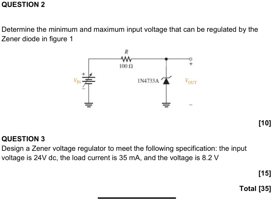 Solved Question 2 Determine The Minimum And Maximum Input Voltage That