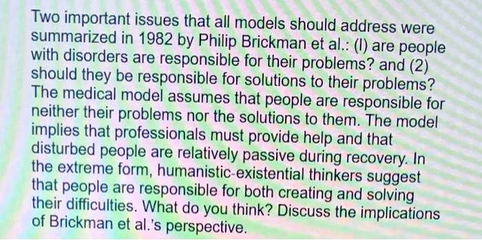 Two important issues that all models should address were summarized in ...