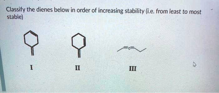 SOLVED: Classify the dienes below in order of increasing stability (i.e ...