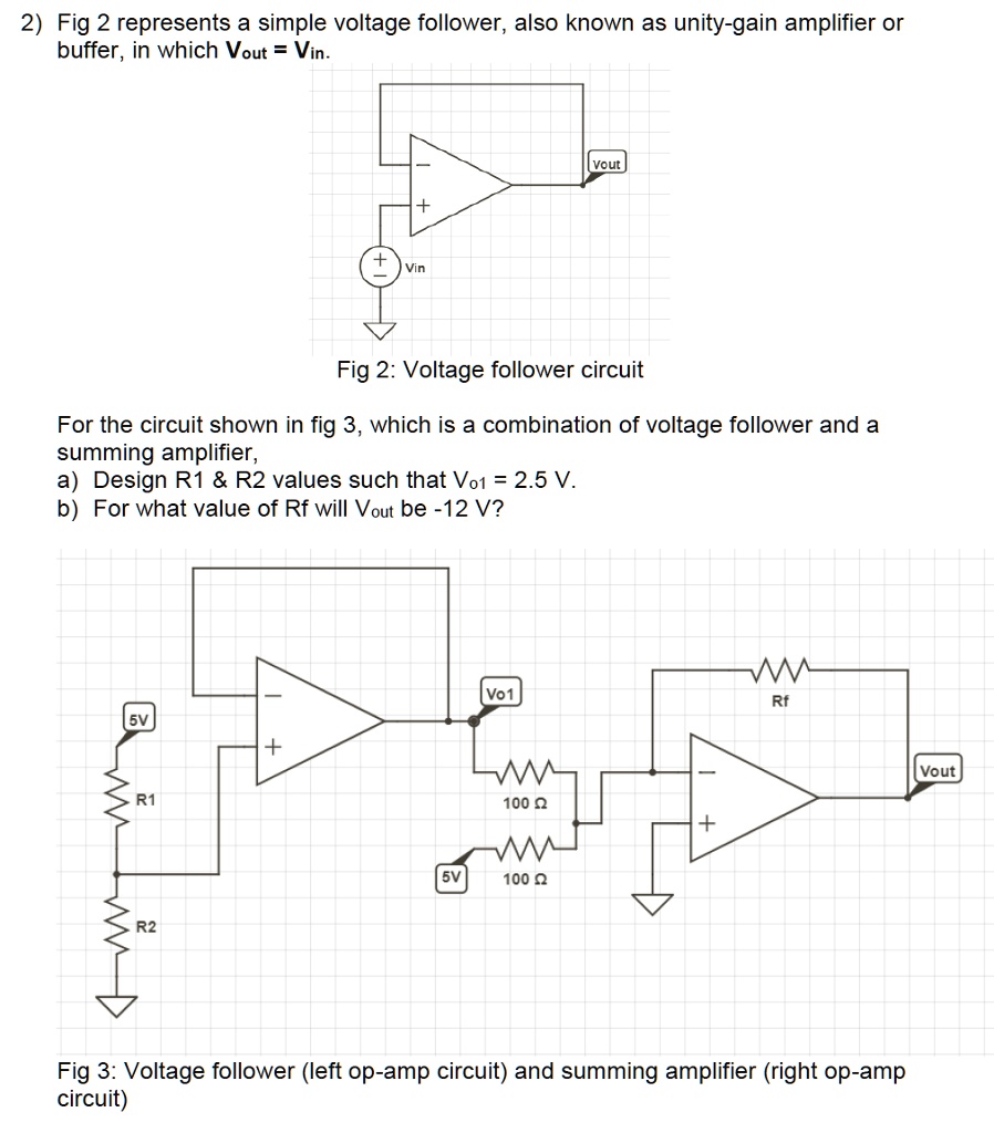 SOLVED: Fig 2 represents a simple voltage follower, also known as a ... SOLVED: Fig 2 represents a simple voltage follower, also known as a ...