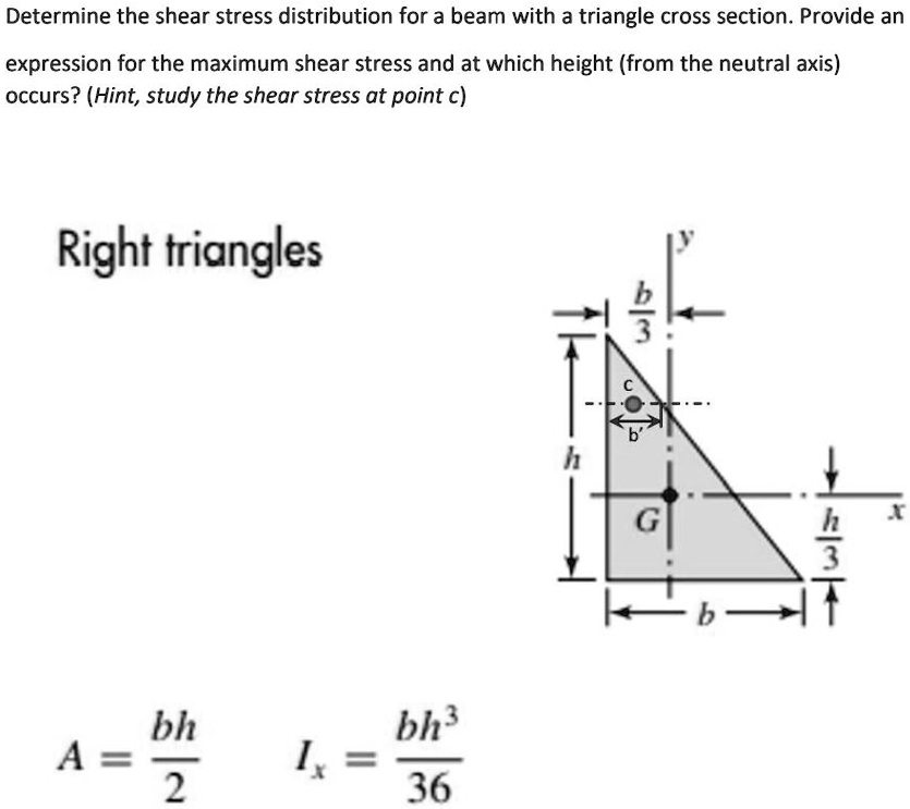 SOLVED: please quickly Determine the shear stress distribution for a beam with a triangle cross ...