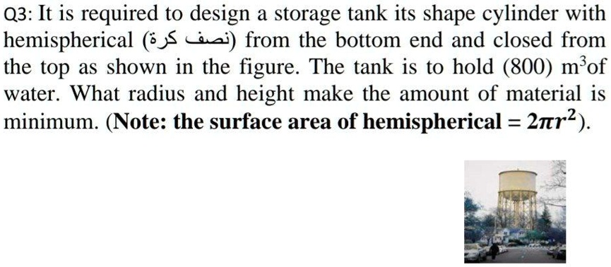 SOLVED: Q3: It is required to design a storage tank with a cylindrical ...