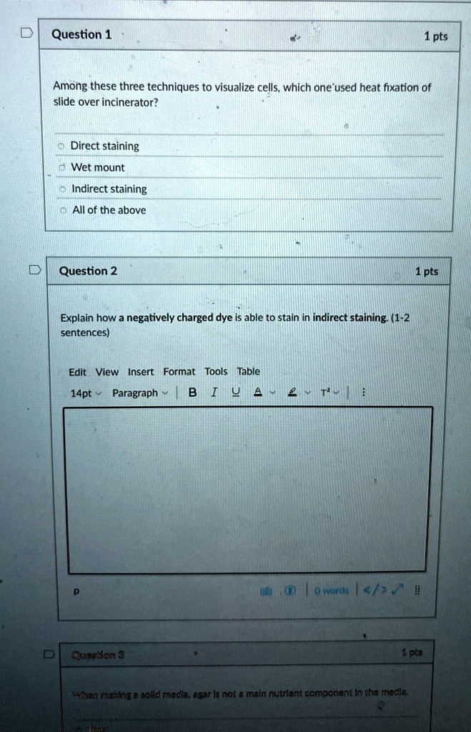 Question 1 1 pts Among these three techniques to visualize cells, which ...