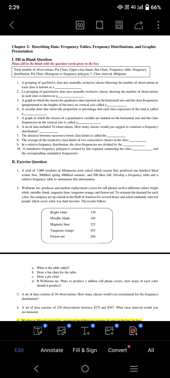 2:29 ? ? 66 % 50 Chapter 2: Describing Data: Frequency Tables, Frequency Distributions, and ...
