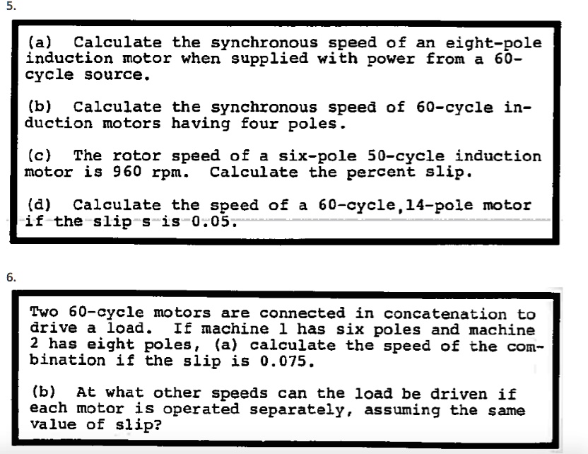 5. (a) Calculate the synchronous speed of an...
