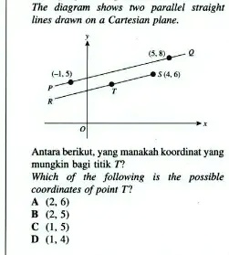 SOLVED: The diagram shows parallel straight lines drawn on a Cartesian ...