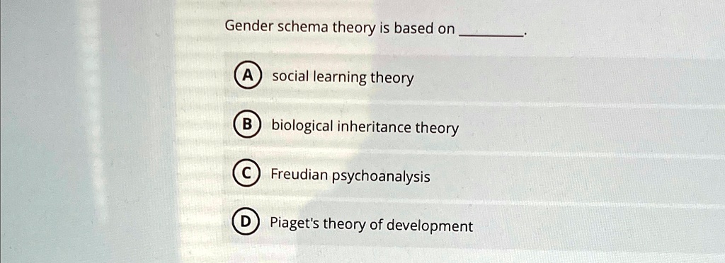 Gender schema theory is based on social learning theory biological ...