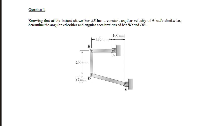 SOLVED: Knowing that at the instant shown, bar AB has a constant angular velocity of 6 rad/s ...