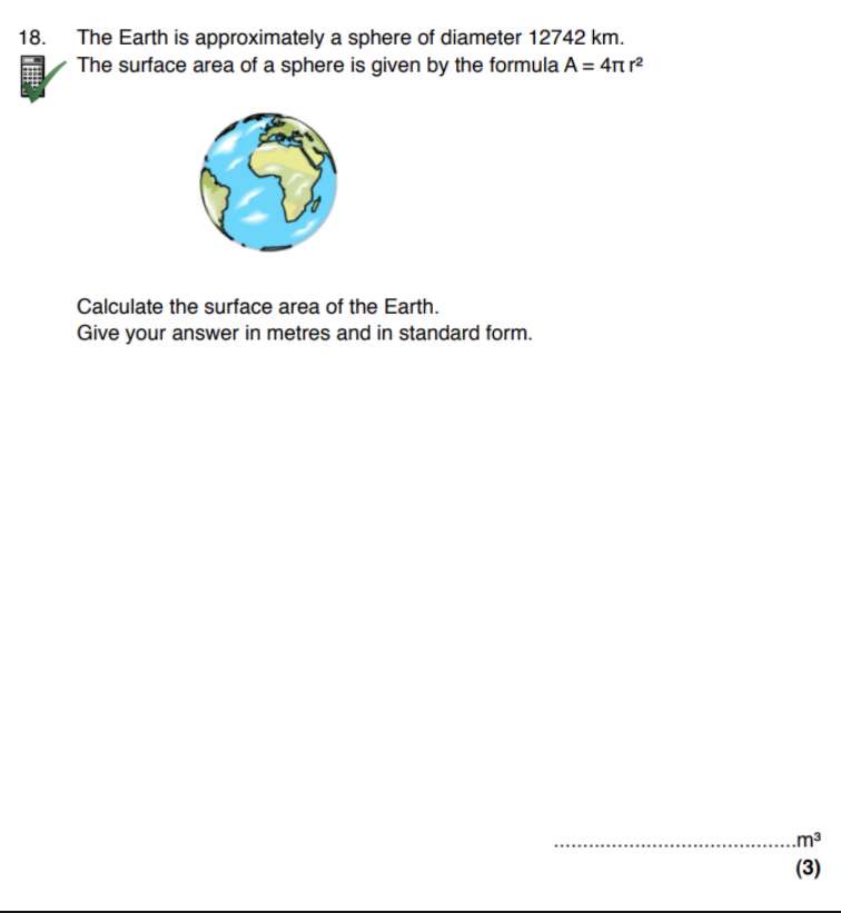 SOLVED: 18. The Earth is approximately a sphere of diameter 12742 km ...