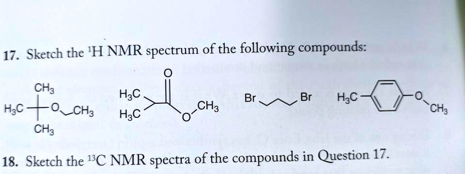 SOLVED: 17. Sketch the 'H NMR spectrum of the following compounds: CH3 ...