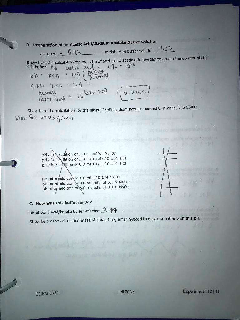 SOLVED: Preparation of an Acetic Acid /Sodlum Acetate Buffer Solution 1 ...