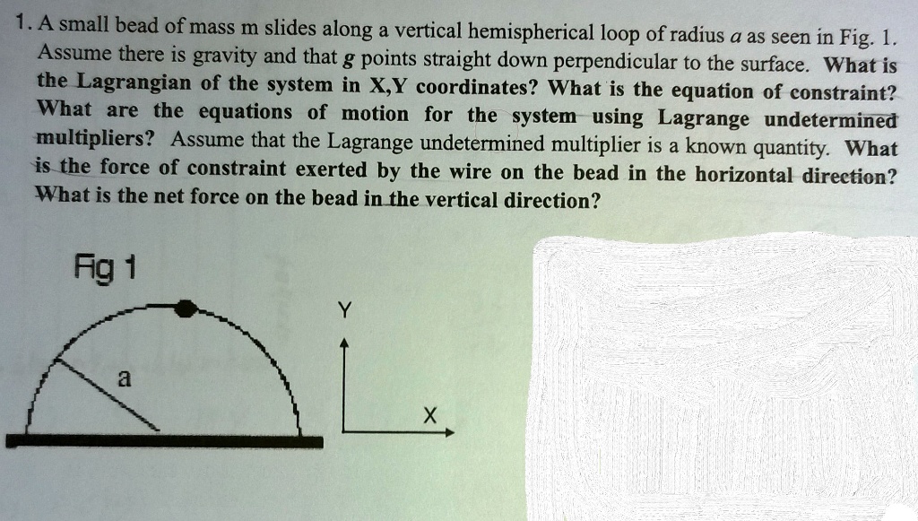 SOLVED: A small bead of mass m slides along a vertical hemispherical ...