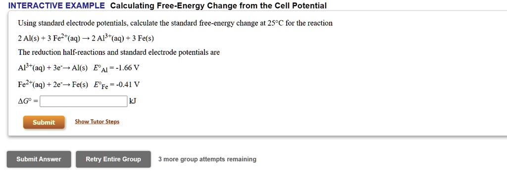 SOLVED: INTERACTIVE EXAMPLE Calculating Free-Energy Change from the ...