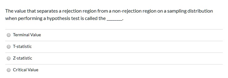 The value that separates a rejection region from a...