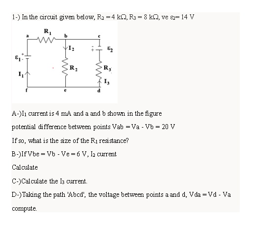 SOLVED: In the circuit given below, Rz = kÎ©, Vz = 14 V. A) The current I1 is in mA and the ...