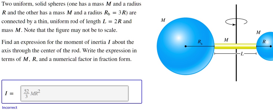 two uniform solid spheres one has a mass m and a radius r and the other has a mass m and a ...