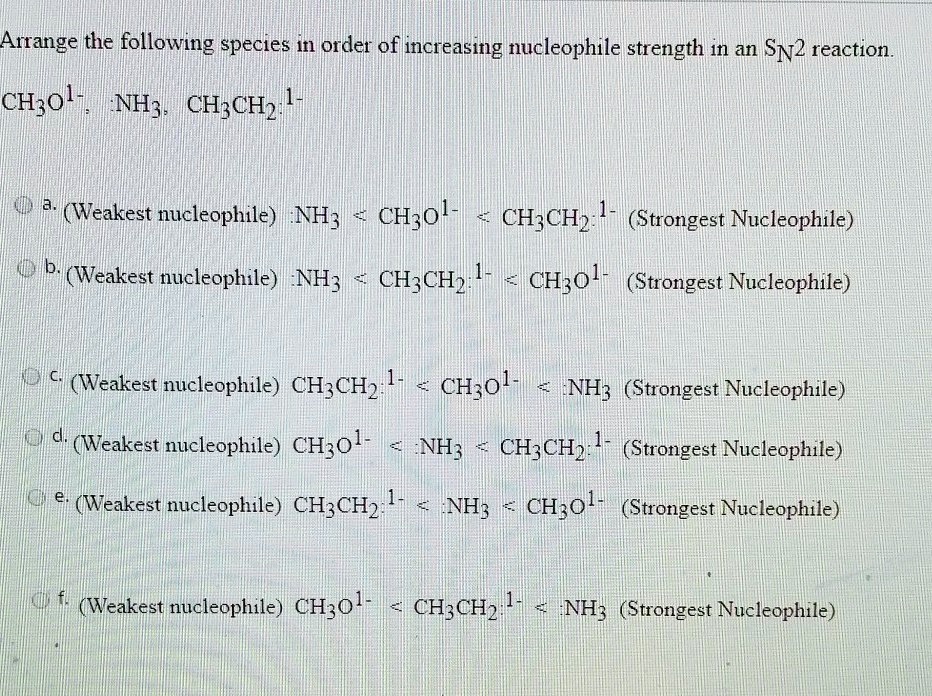 SOLVED: Arrange the following species in order of increasing ...