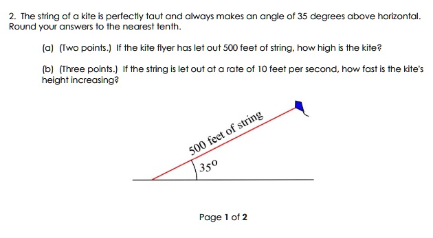 SOLVED: The string of kite perfectly taut and always makes an angle of ...