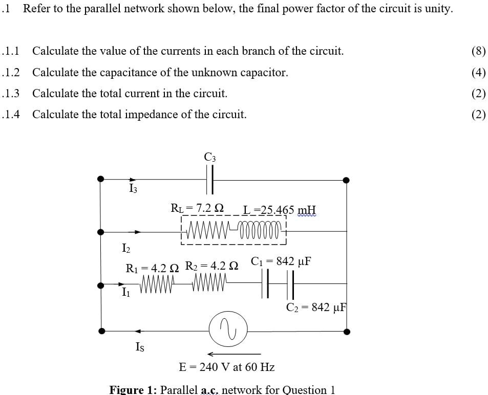SOLVED: Texts: 1 Refer to the parallel network shown below, the final ...