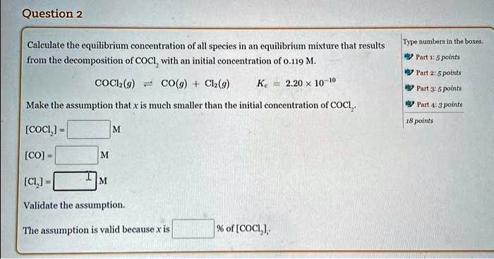 SOLVED: Calculate the equilibrium concentration of all species in an ...