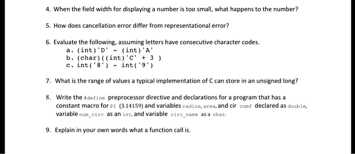 Solved These Question Are For A C Program 4 When The Field Width For 7734