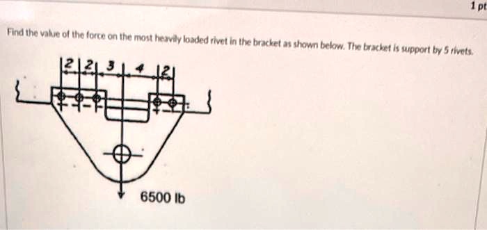 1 pt Find the value of the force on the most heavily loaded rivet in ...