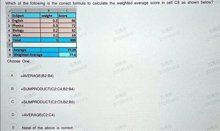 SOLVED: Which of the following is the correct formula to calculate the ...