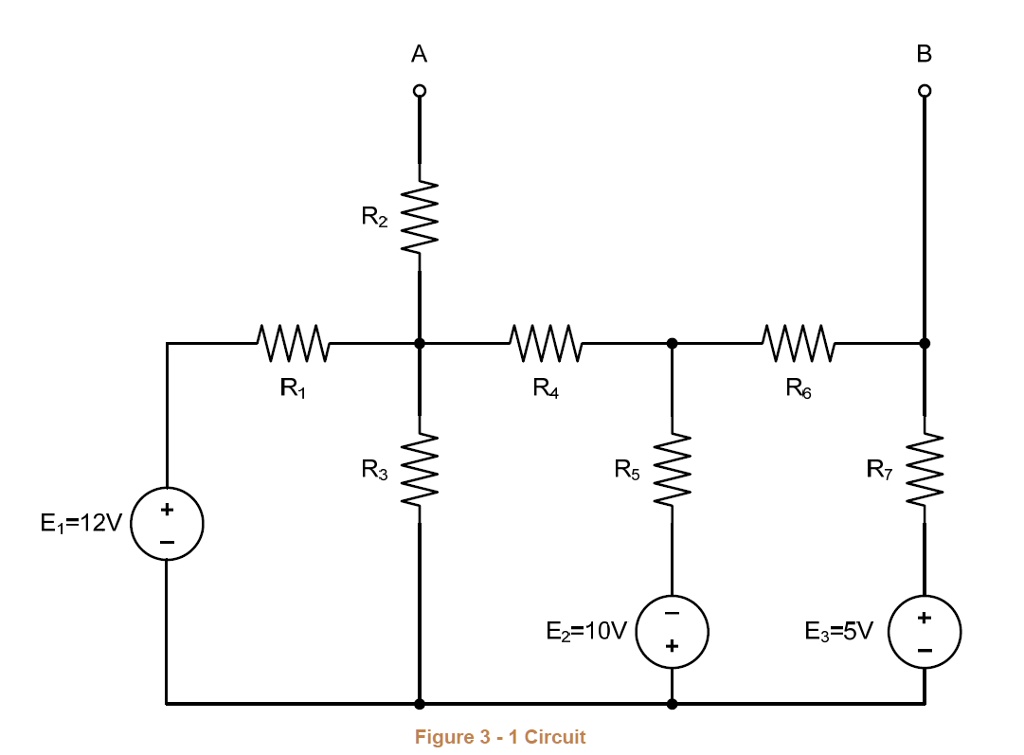 SOLVED: Leave AB open. Find the voltage across AB caused by E1 only. In order to do so, E2 and ...