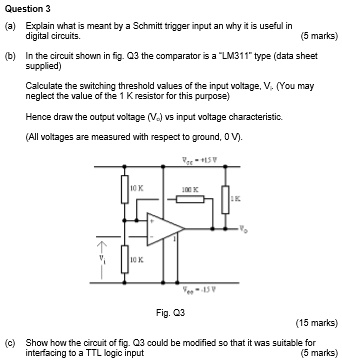 SOLVED: Question 3 (a) Explain what is meant by a Schmitt trigger input and why it is useful in ...