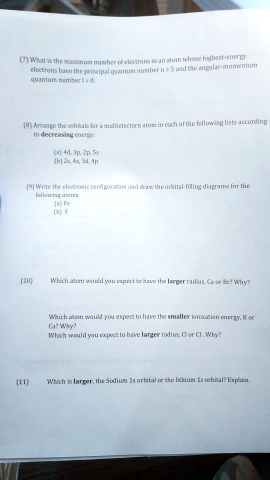 Solved 7 Whatis The Maximum Number Of Electrons Inan Atom Whose