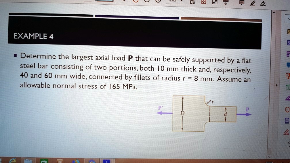 SOLVED: Determine the largest axial load P that can be safely supported by a flat steel bar ...