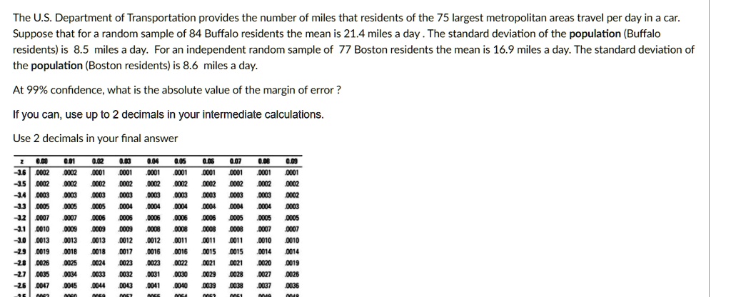 SOLVED: The U.S. Department of Transportation provides the number of ...