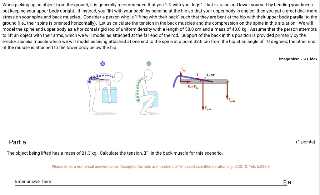 When picking up an object from the ground, it is generally recommended that you "lift with your ...
