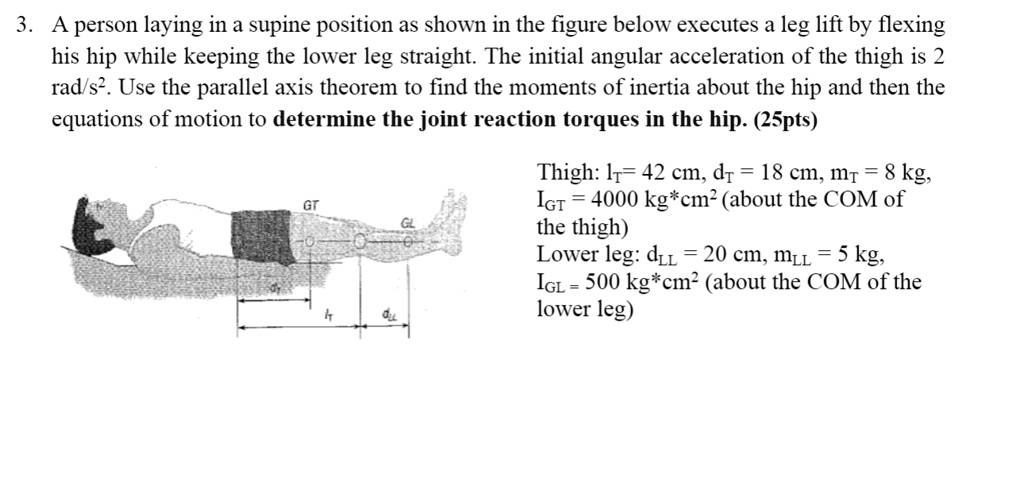 a person laying in a supine position as shown in the figure below ...