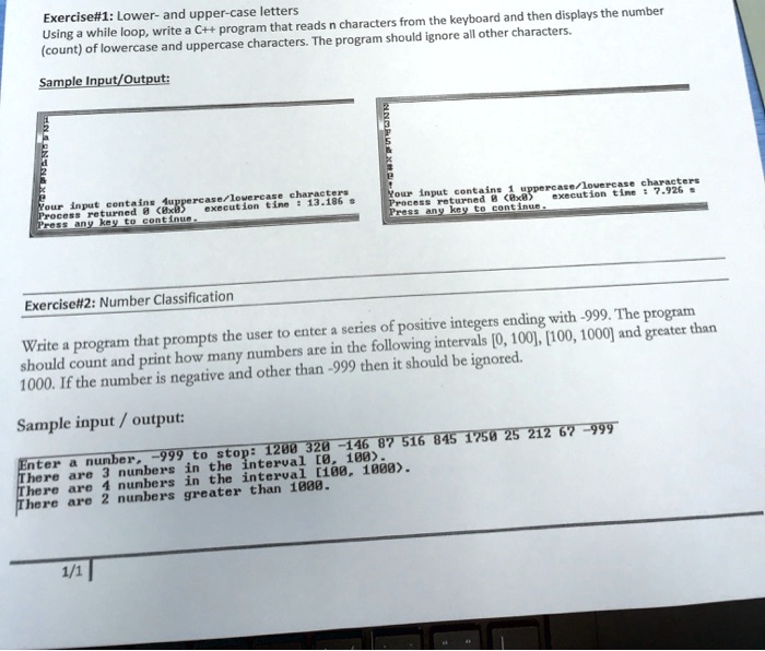 SOLVED: Exercise#1: Lower- and upper-case letters from the keyboard and ...