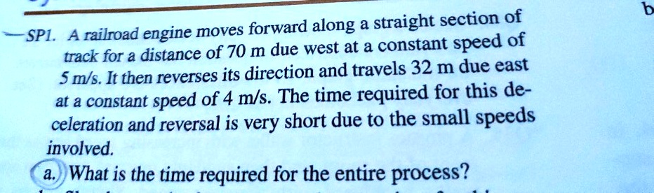 SOLVED: moves forward along straight section of SPL. A railroad engine ...