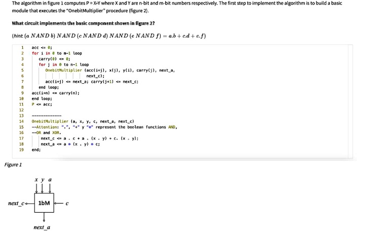 Solved Texts The Algorithm In Figure 1 Computes P X Y Where X And Y Are N Bit And M Bit 6444