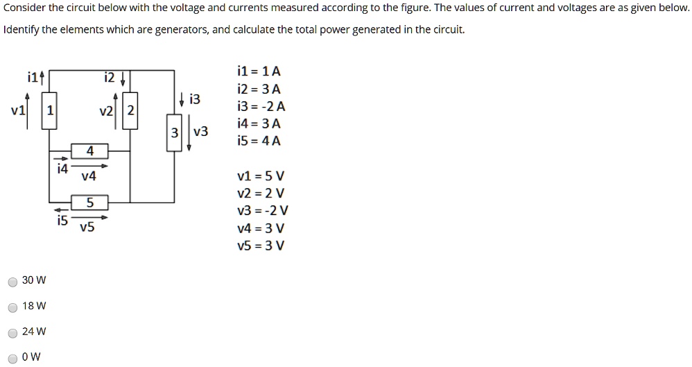 SOLVED: Consider the circuit below with the voltage and currents ...