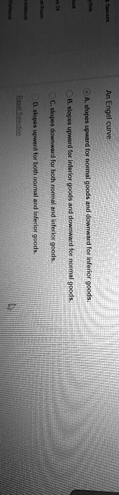 An Engel curve A. slopes upward for normal goods and downward for ...