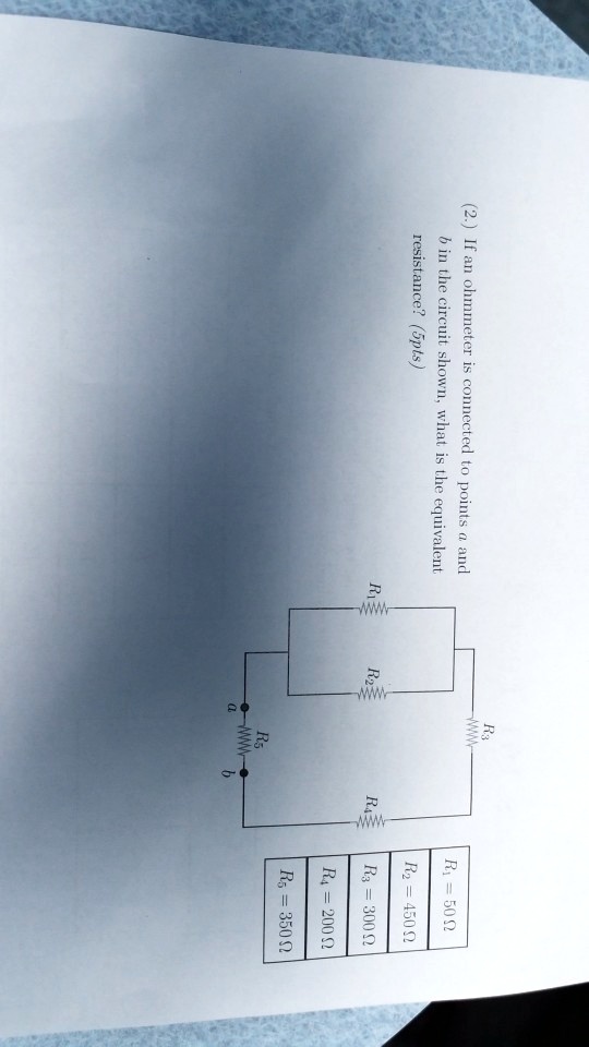 (2.) If an ohmmeter is connected to points a and b in the circuit shown, what is the equivalent ...